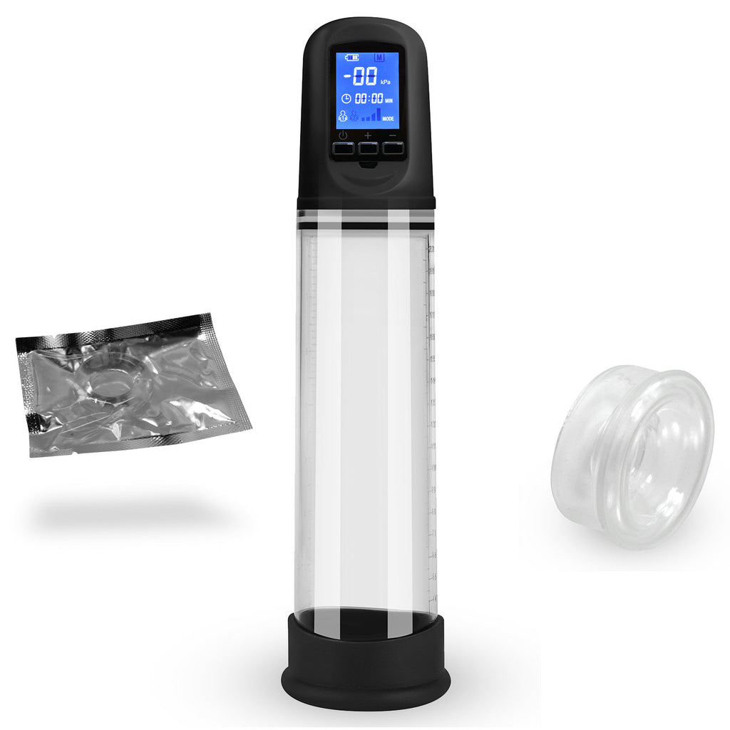 LeLuv Auto Smart LCD Penis Pump | 2.4" x 8" Kit with 2 Sleeves and 1 C